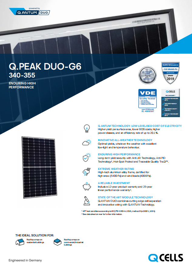 340-355W Hanwha Q-Cells Solar Panel